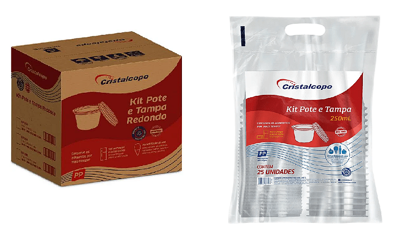 Pote P.P Redondo 250ml Cristalcopo Caixa c/ 20x25 Un. Vai ao Freezer e Micro ondas - SM ...