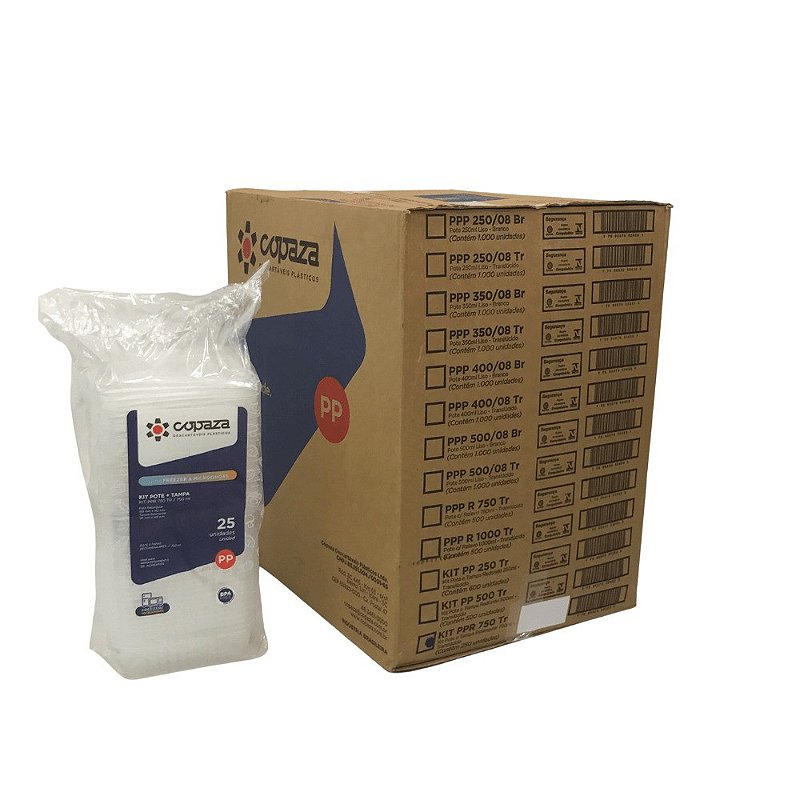 Embalagem Pote Retangular 250ml Freezer e Microondas Copaza 500 ...