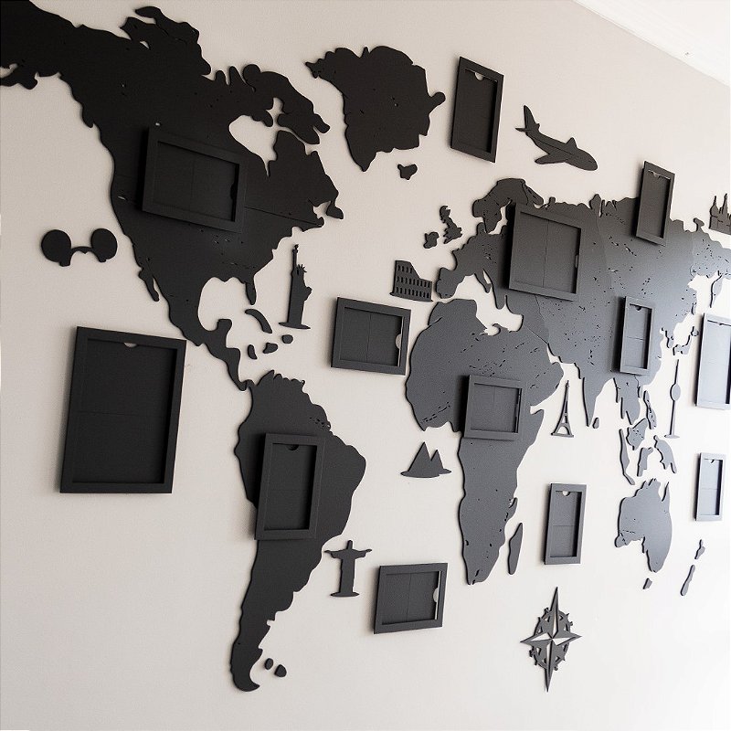 Mapa Mundi de Parede em MDF - Fácil instalação - 3 tamanhos - BLESS ...