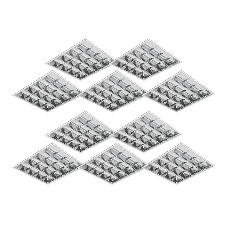 KIT 10 Luminária Embutir Aletada Calha Para Tubular T8 60cm 4x9/10w ...