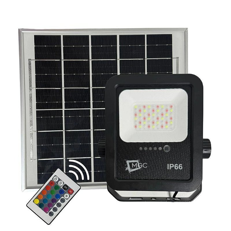 Refletor Painel Solar 100W LED Com Controle RGB Colorido IP66 ...