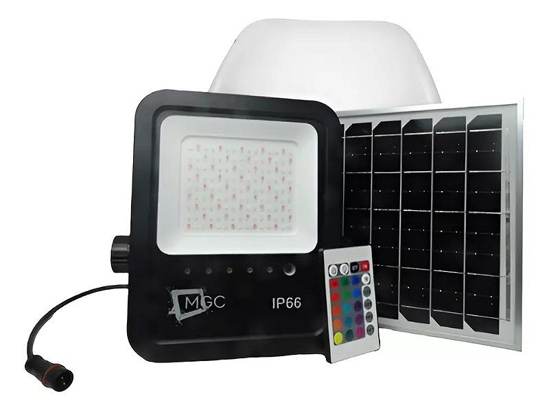 Refletor Painel Solar 200W LED Com Controle RGB Colorido IP66 ...