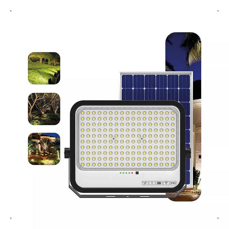 Refletor Painel Solar 200W LED Com Controle MG Branco Frio IP66/67 ...