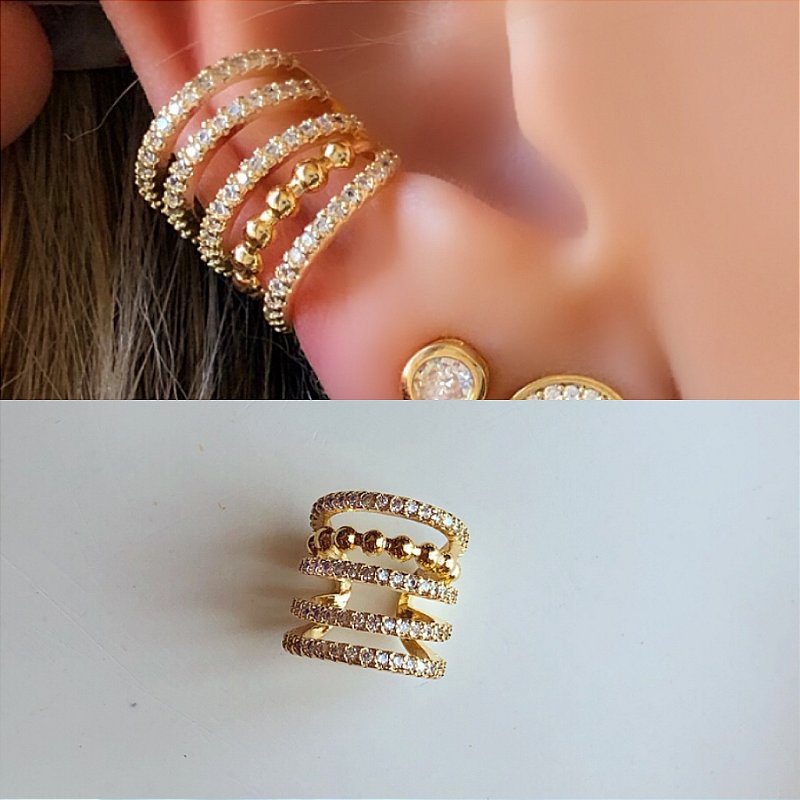 Maxi Piercing de Pressão Mil Zircônias Diamond com Bolinhas Dourado ...