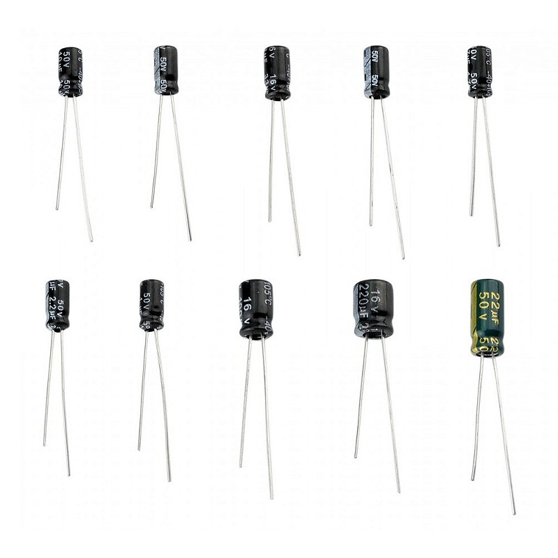 Kit 120 Capacitores Eletrolíticos - 12 valores - Eletrogate - 12 anos!