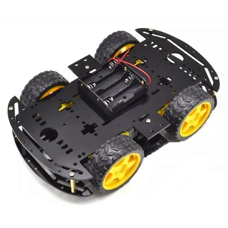 Kit Chassi 4WD Robô para Arduino Preto - Eletrogate - 12 anos!