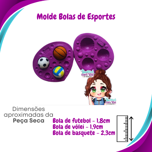 Molde de Silicone Bolas de Esportes - BCV - biscuitandocomvivi