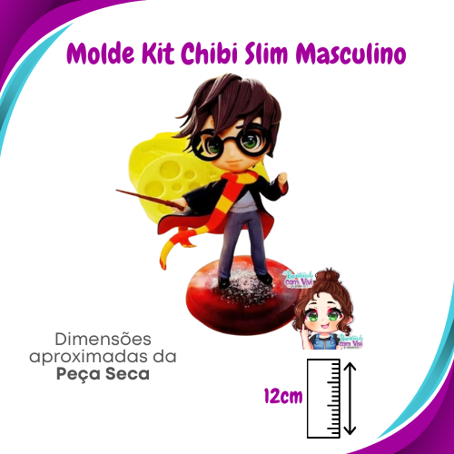 Molde Bip. Chibi Slim Masculino 3D - COMPLETO - BCV - biscuitandocomvivi