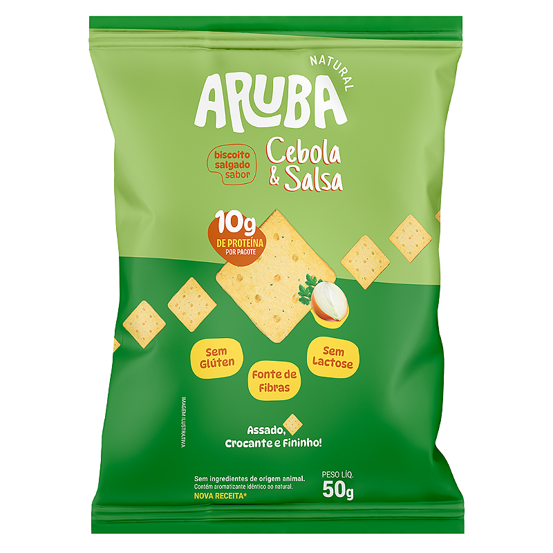 Aruba Salgadinho COM PROTEÍNA Sabor Cebola & Salsa - 50gr - Aruba Natural