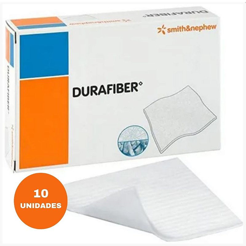 Curativo Durafiber 10x10cm Absorvente de Fibras Gelificantes caixa c ...