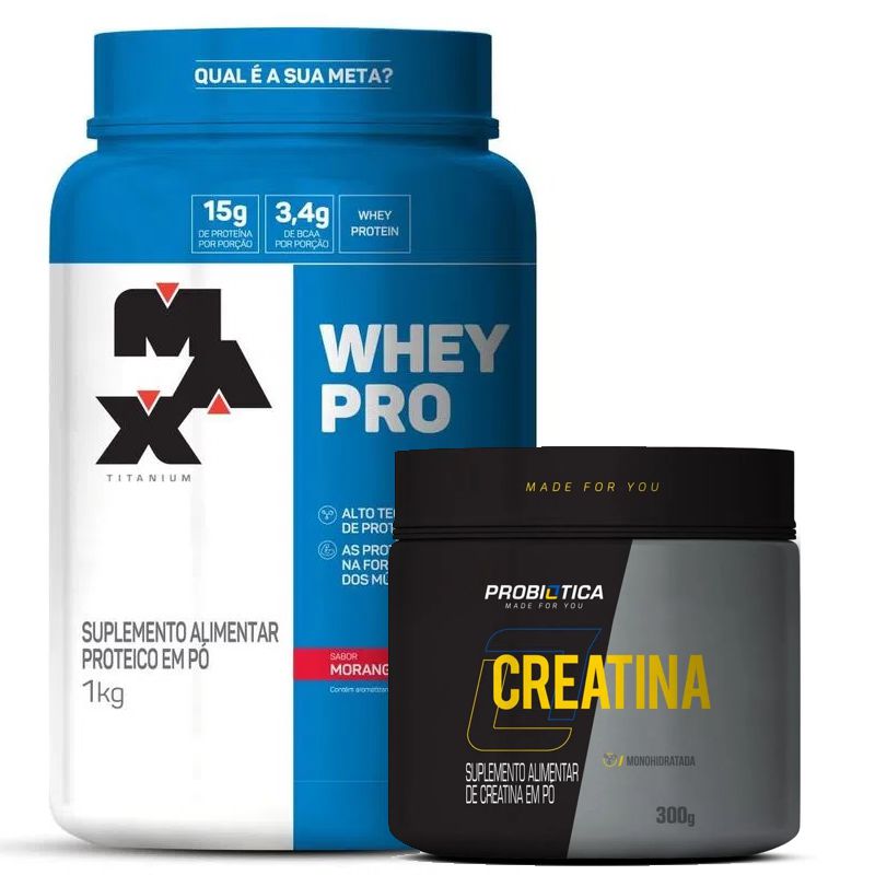Whey Pro (1kg) e Creatina (300g) - Hiper Pump Suplementos