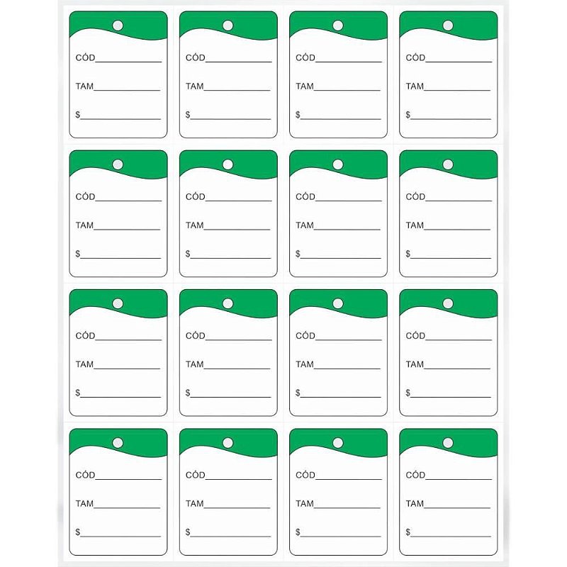 Etiqueta para Marcacao TAG 30X38MM Cartao Verde - Digital Conveniência ...