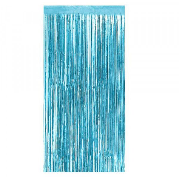 CORTINA DE FRANJAS METALIZADA AZUL BEBÊ (100 X 200 CM) - Flamingo em ...