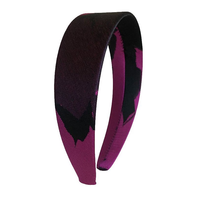 Tiara Flat M Jacquard Roxo e Preto - Pinli Acessórios