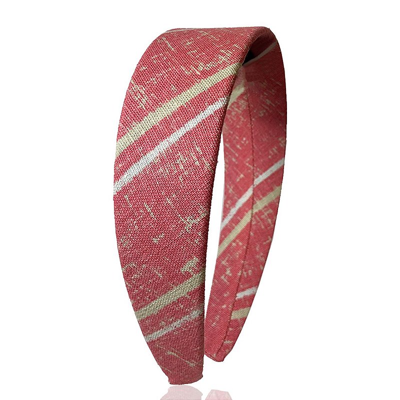 Tiara Flat de Rosa com Listras - Pinli Acessórios