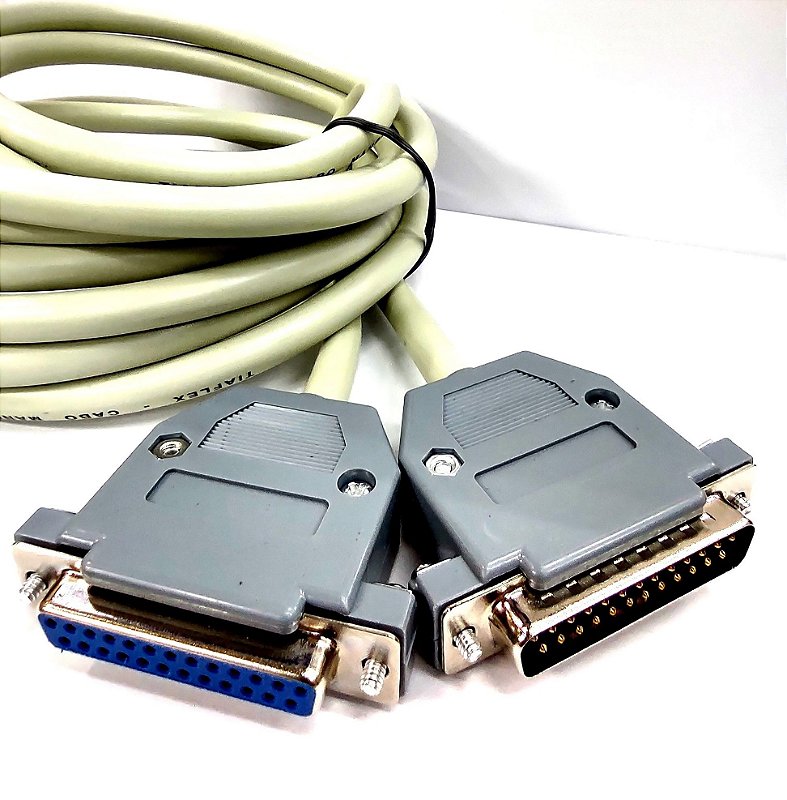 Cabo DB25 Macho DB25 Femea Capa De Metal 5 Metros - SOCIO CABOS