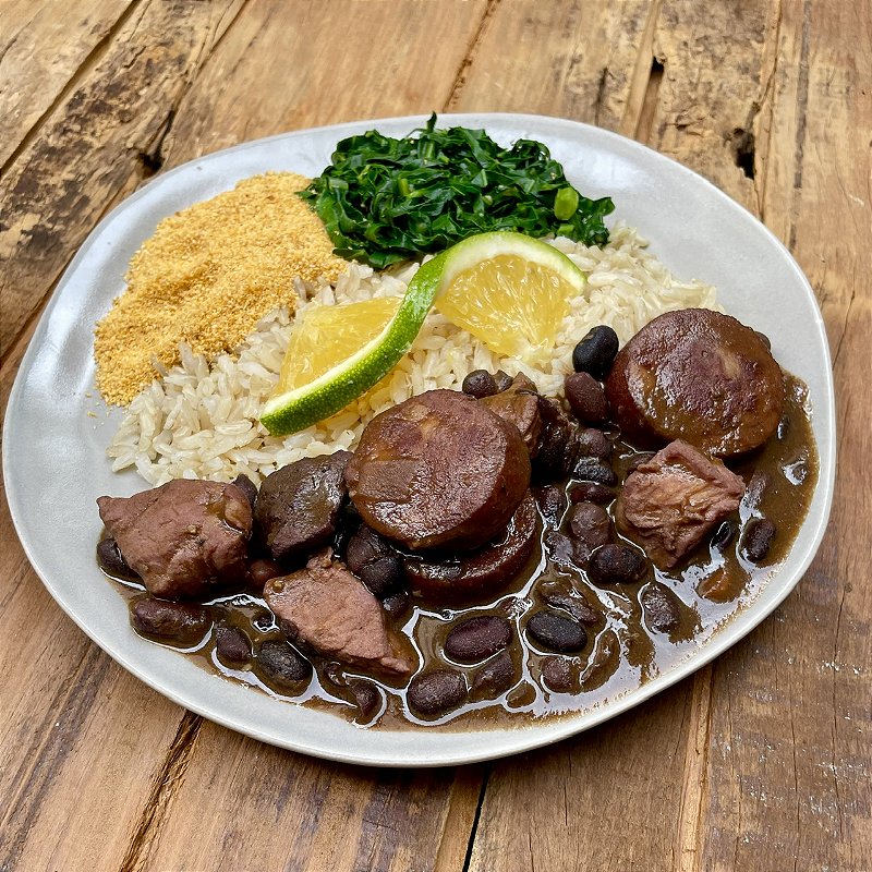 Feijoada light, arroz integral, couve e farofa - 400g - Fit4Life ...