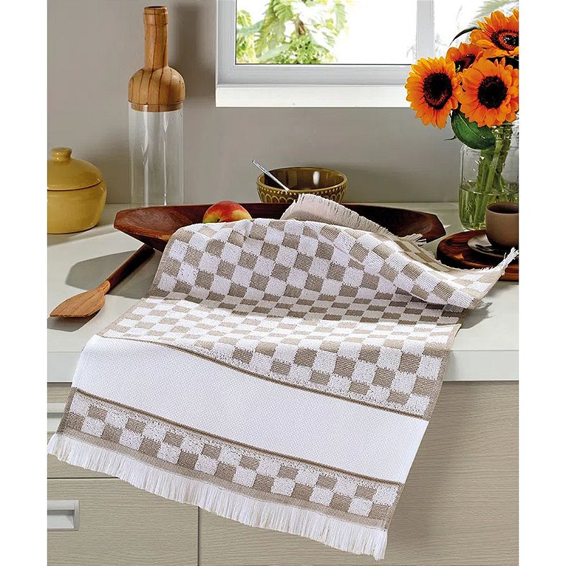 Pano de Copa Verona Xadrez Para Bordar - Marrom Clarinho - Döhler ...