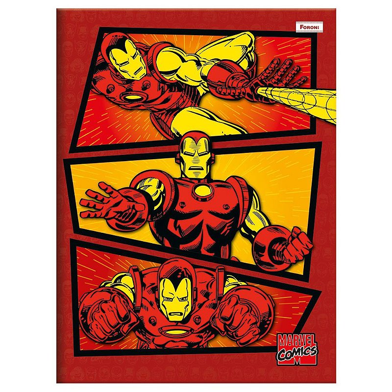 Caderno Brochura 1/4 Marvel 80 Folhas - Homem de Ferro - Foroni - Casa Joka