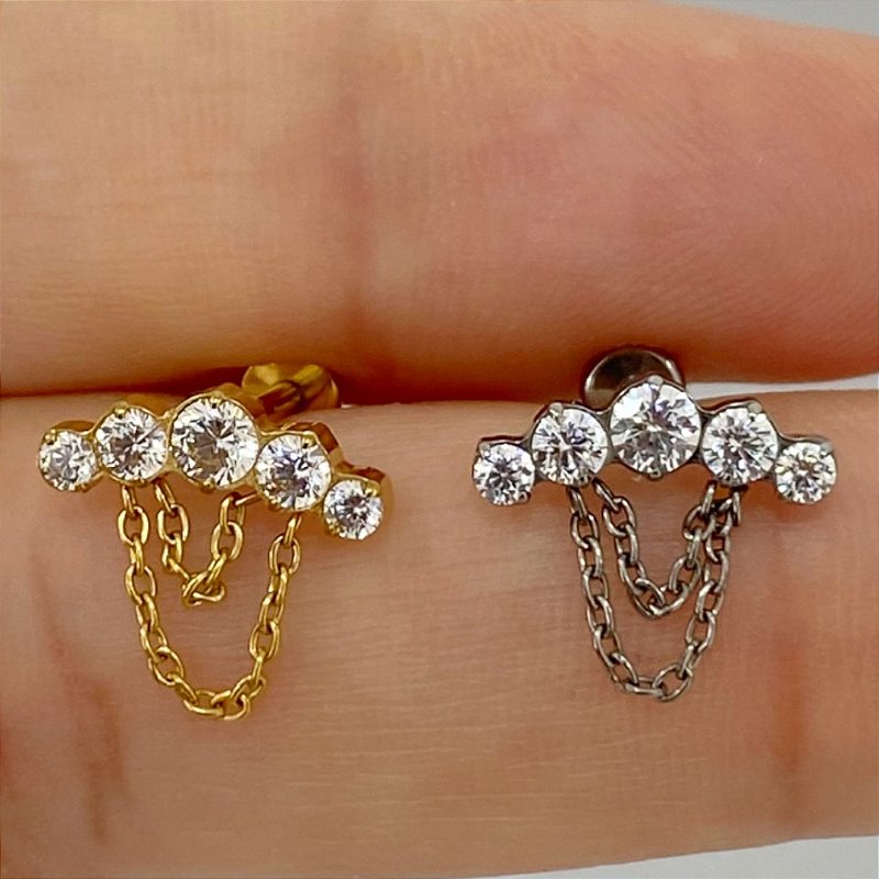 LABRET TITÂNIO SHINE CURL CHAIN - I Love Piercing - Loja Online de ...