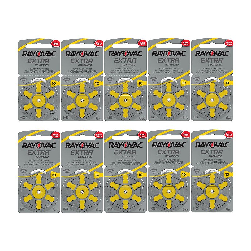 60 Pilhas Auditivas Rayovac Tamanho 10 / PR70 EXTRA ADVANCED - Alta Qualidade e Desempenho ...