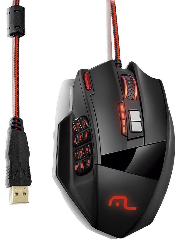 MOUSE PROFISSIONAL LASER 18 BOTOES 4000 DPI PRETO USB MULTILASER MO206 ...