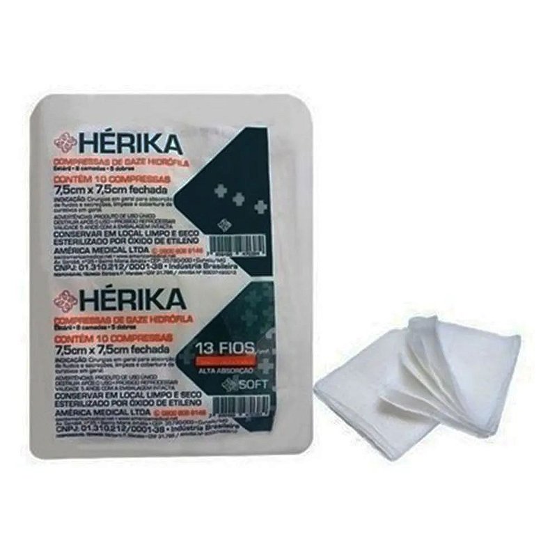 Compressa de Gaze Estéril 7,5cmx7,5cm - Curativos - GabMedic Produtos ...