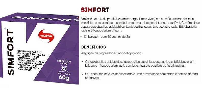 Simfort 30 sachês - Guia Suplementos