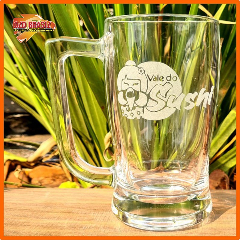 Caneca de chopp 340ml - Vidro - Personalizada (TRANSPARENTE) - Old Brasil Produtos Personalizados
