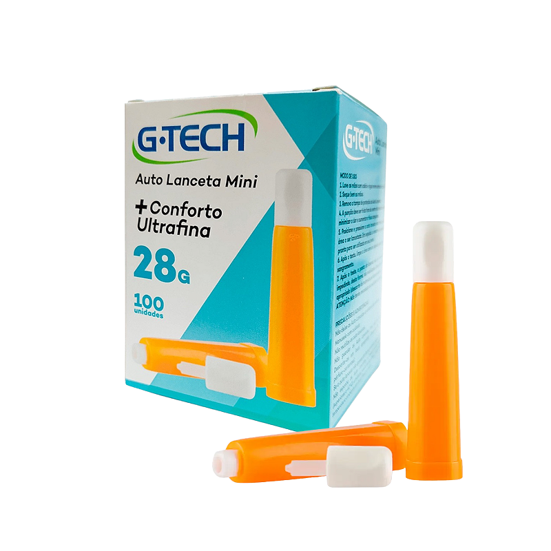 Lanceta Automática Mini 28g - Caixa com 100 Unidades - G-tech - RareMed ...