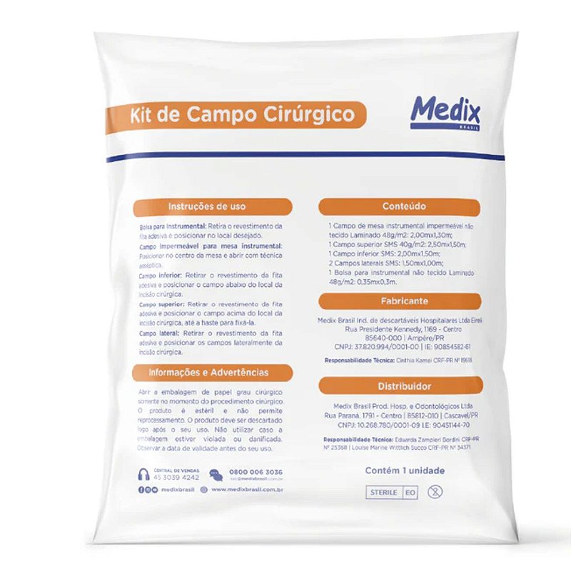 Kit Campo Cirúrgico Universal Estéril - Unidade - Medix - RareMed Hospitalar