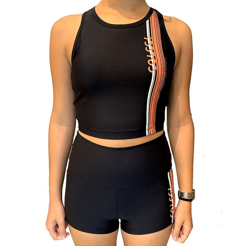 Conjunto Colcci Top e Shorts Training Feminino Preto - 10K Sports
