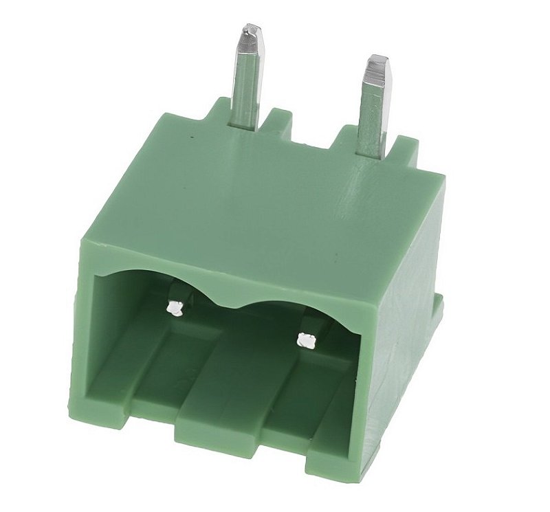 Conector plugável 20A 320V passo 5.08mm 2 pólos macho verde PTH para PCI 90 graus 2EDGRC-5.08 ...