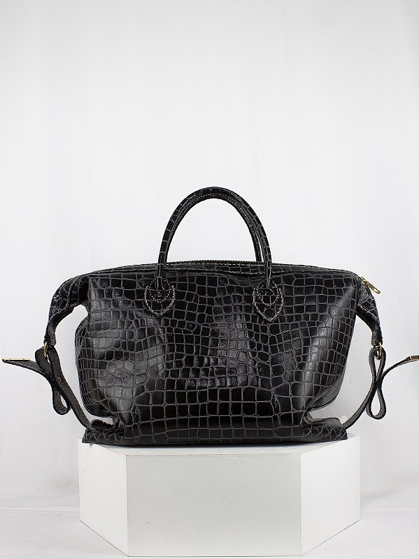 Bolsa de Mão de Couro Grande estilo Mala - Quitanda Couro