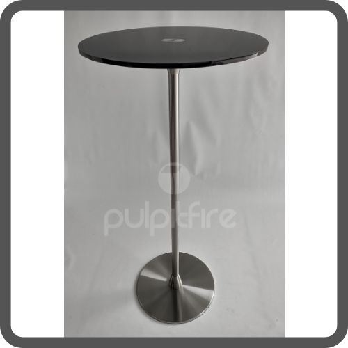 MESA PÚLPITO - INOX ESCOVADO - ACRILICO PRETO 10MM - INOX 7 SOLUTIONS