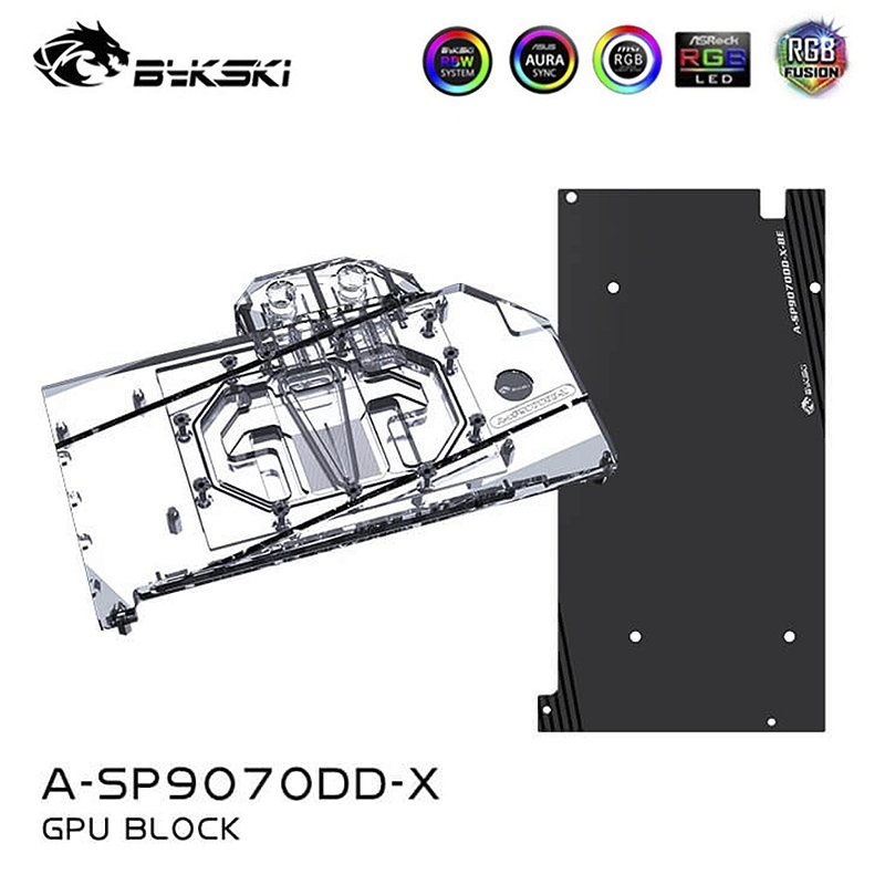 GPU Block Sapphire RX 9070 XT Bykski RGB - Power UP Water Cooler - De ...