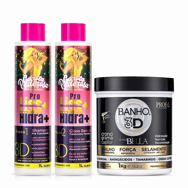 Proliss Garota Poderosa Kit Litro + Creme de Tratamento Banho 3D Kg ...