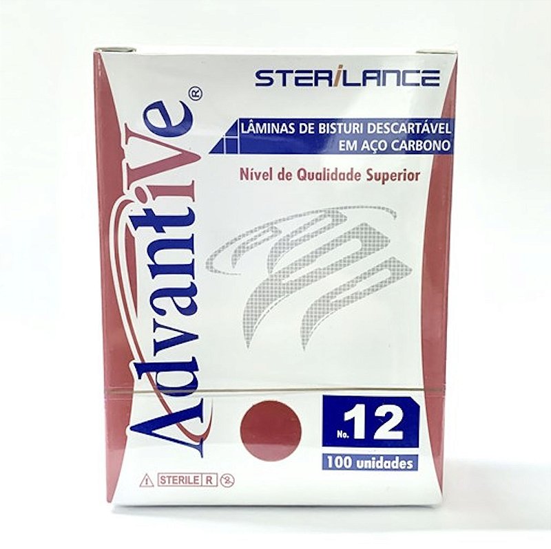 KIT Lamina 12 Bisturi Carbono Cx c/100 - Advantive - Loja.EniFar
