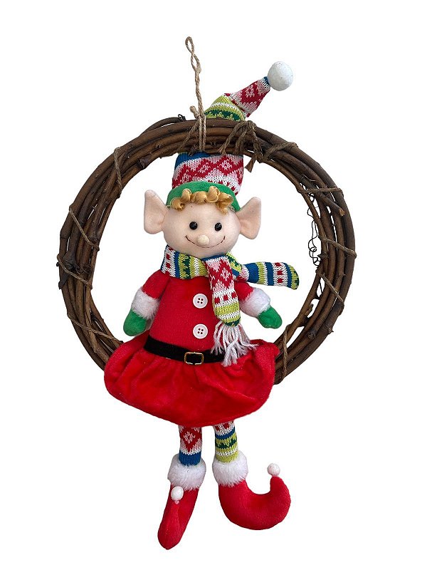 Guirlanda Decoração Natal Duende Menina e Menino 35 cm - Detalhes ...
