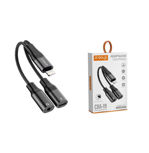 Adaptador P2 para fone de ouvido para Iphone com entrada de carregador Metalizado A'GOLD CBA-19 ...