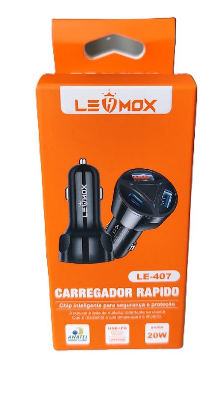 Carregador Veicular 3 Entradas Turbo 2usb+1 Tipo C 20W Pd Lehmox ...