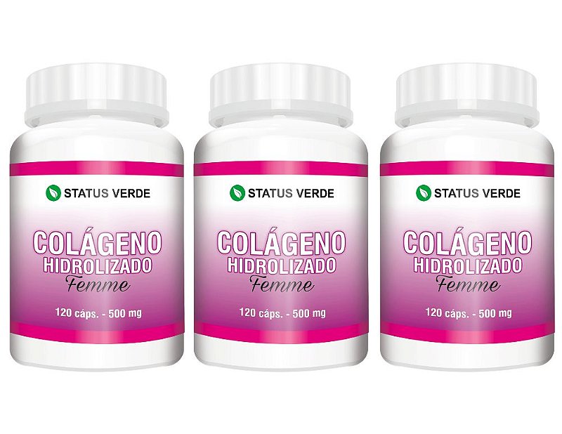 Kit 3 Colágeno Hidrolizado Femme 360cáps 500mg - Status Verde - Status Verde