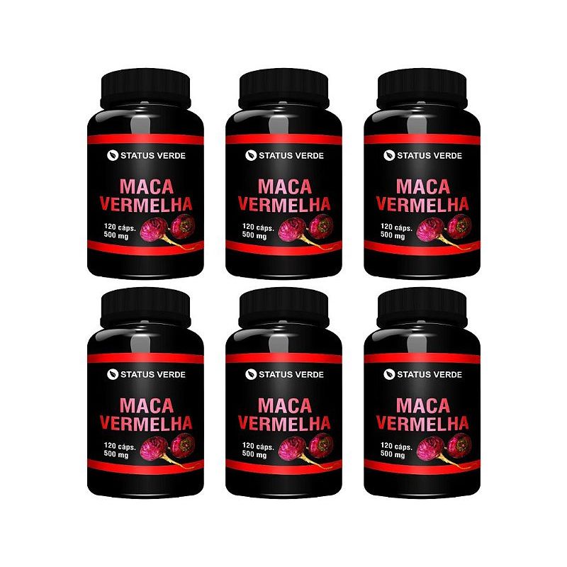 Kit 6 Maca Peruana Vermelha 720 Cápsulas 500mg - Status Verde | Supera - Status Verde