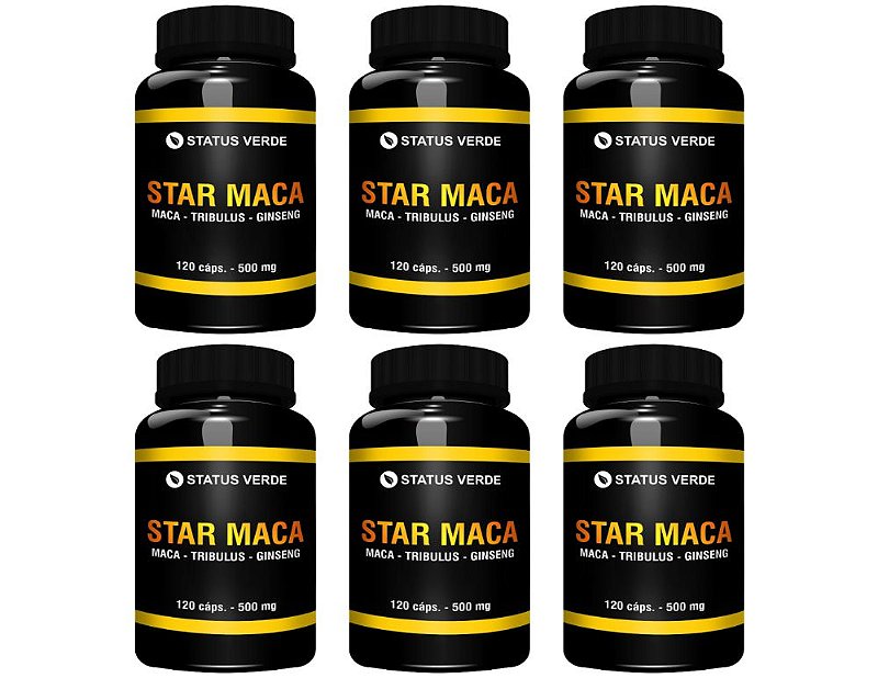 Kit 6 Star Maca -Tribulus - Ginseng 720 cáps 500mg - Status Verde - Status Verde