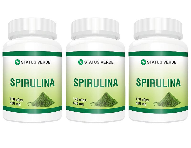 Kit 3 Spirulina 500mg 360 Cápsulas - Status Verde - Status Verde