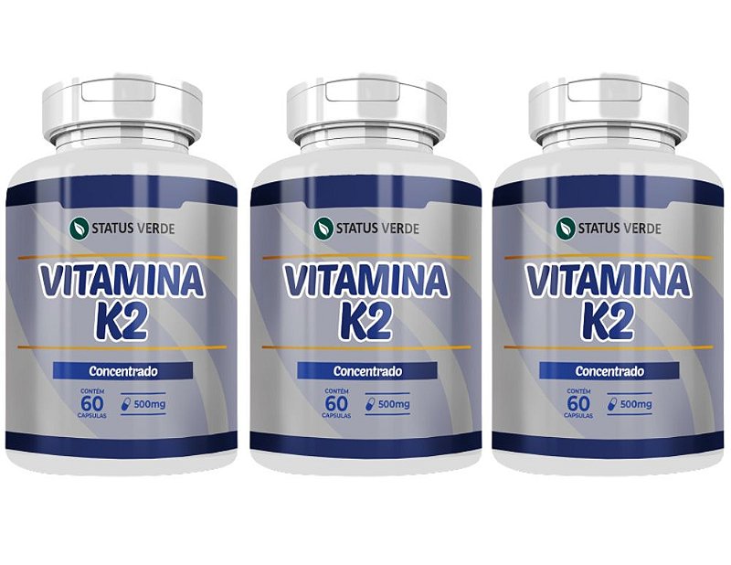 Kit 3 Vitamina K2 180Cápsulas 500mg Status Verde - Status Verde