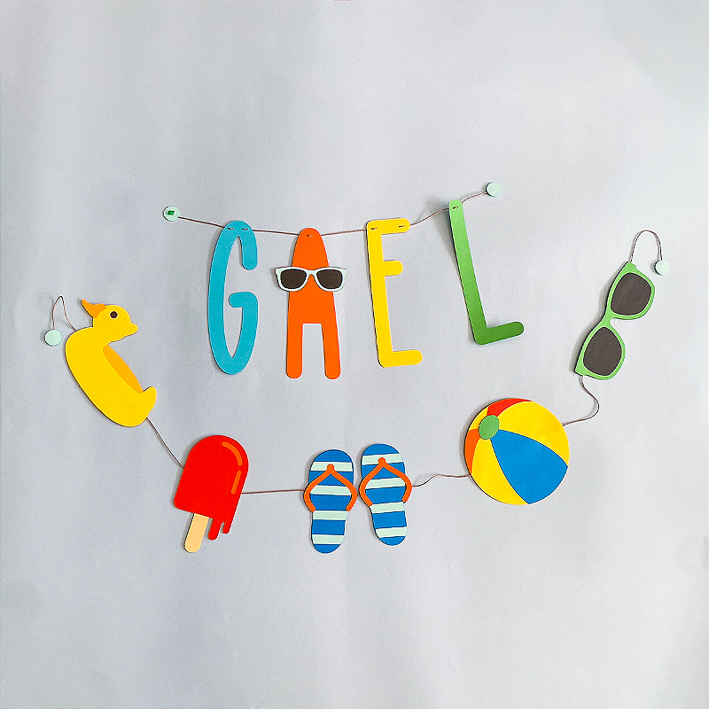 Varal de letras + varal decorativo - Pool Party - Amica Coruja