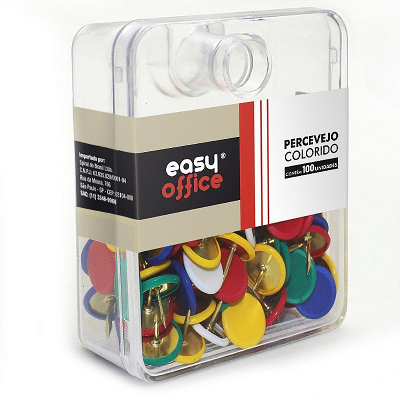 PERCEVEJO COLORIDO 9,5MM C/100 UNIDADES - EASY OFFICE - Papelaria Zap Ltda » Muito mais que uma ...