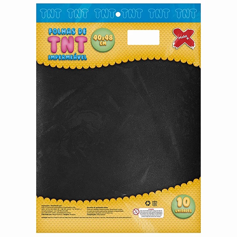 FOLHA DE TNT IMPERMEÁVEL 40CMX48CM PRETO C/10 UNIDADES - MAKE+ ...