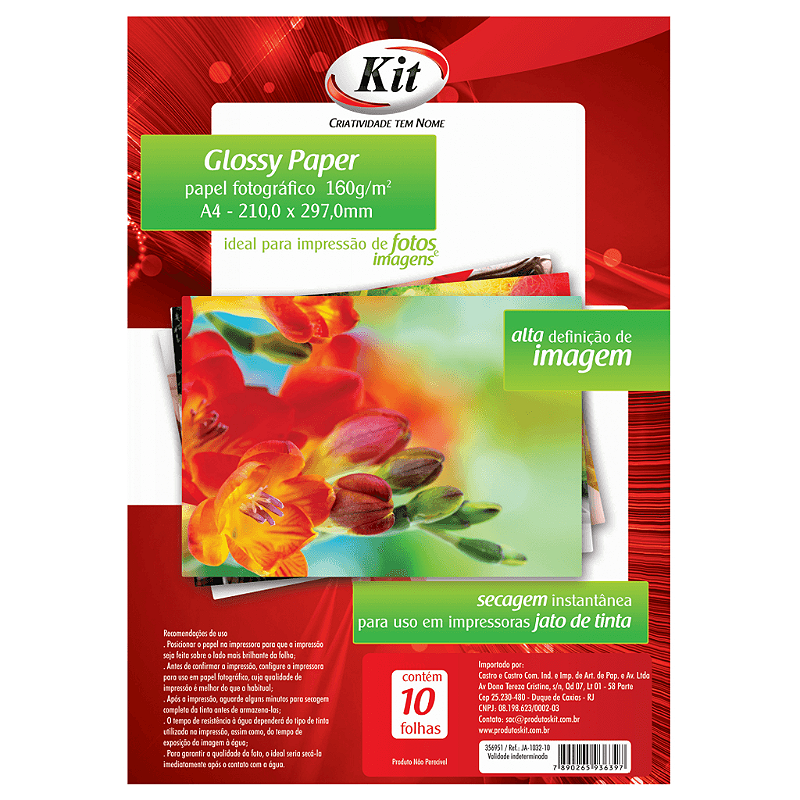 PAPEL GLOSSY PAPER A4 160G C/10 FLS - KIT - Papelaria Zap Ltda » Muito ...